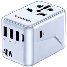 VERBATIM 5-PORT 45W TRAVEL ADAPTER - BLUE #30174